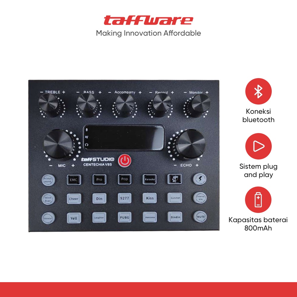 TaffSTUDIO Mixer USB External Sound Card Bluetooth Amplifier Live ...