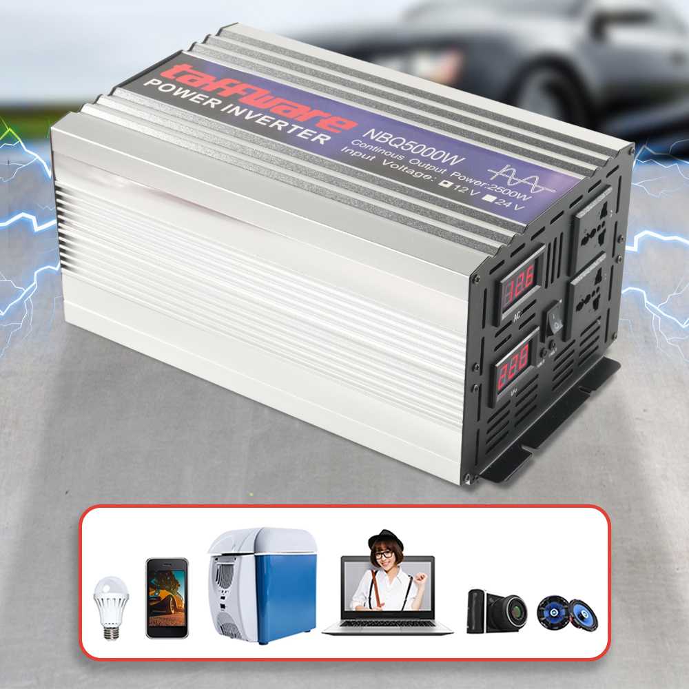 Taffware Power Inverter Mobil Pure Sine Wave DC 12V to AC 220V 5000W ...
