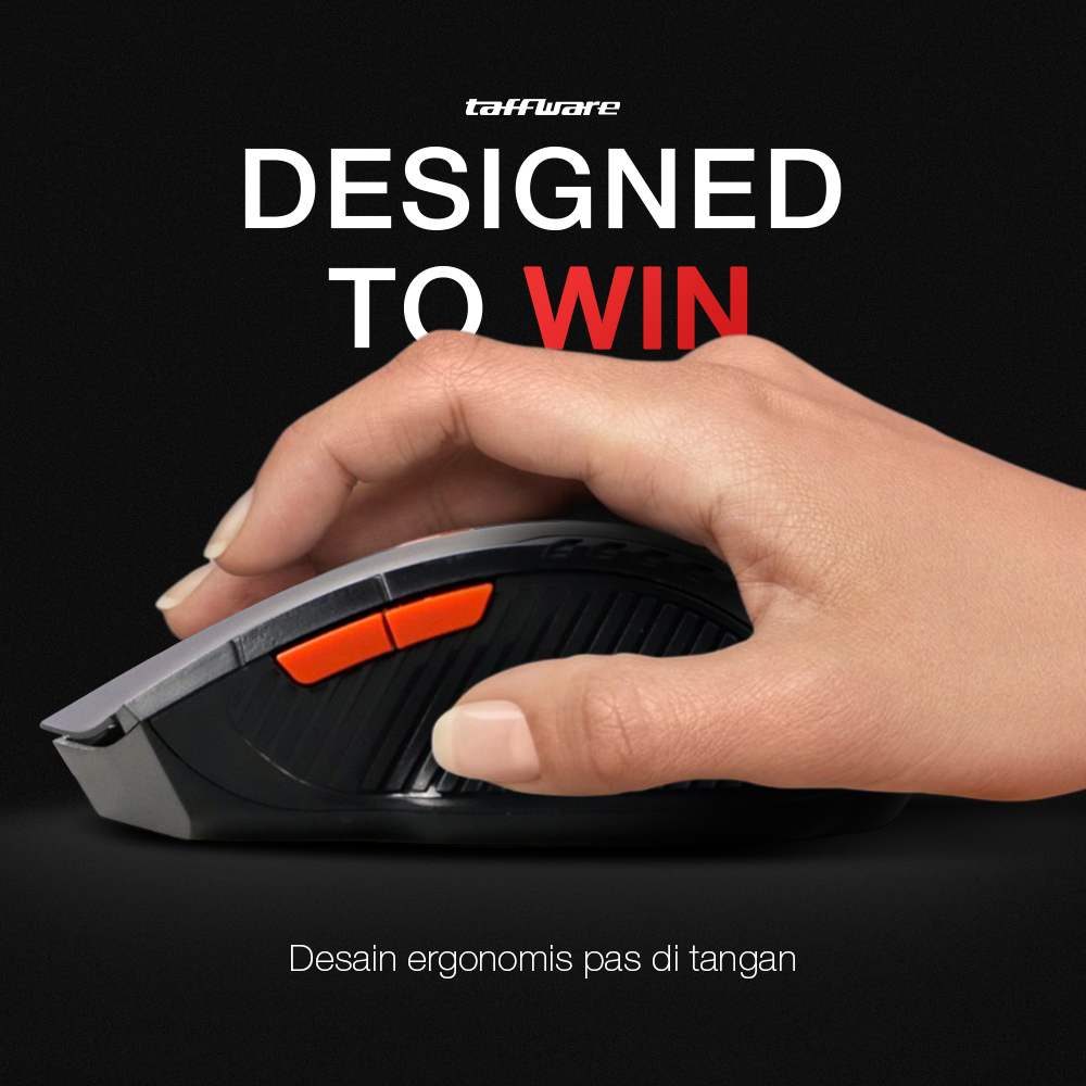 Taffware Mouse Gaming Wireless Optical 2.4GHz Ergonomic 1600DPI - W4 ...