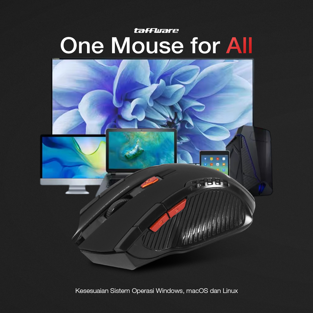 Taffware Mouse Gaming Wireless Optical 2.4GHz Ergonomic 1600DPI - W4 ...