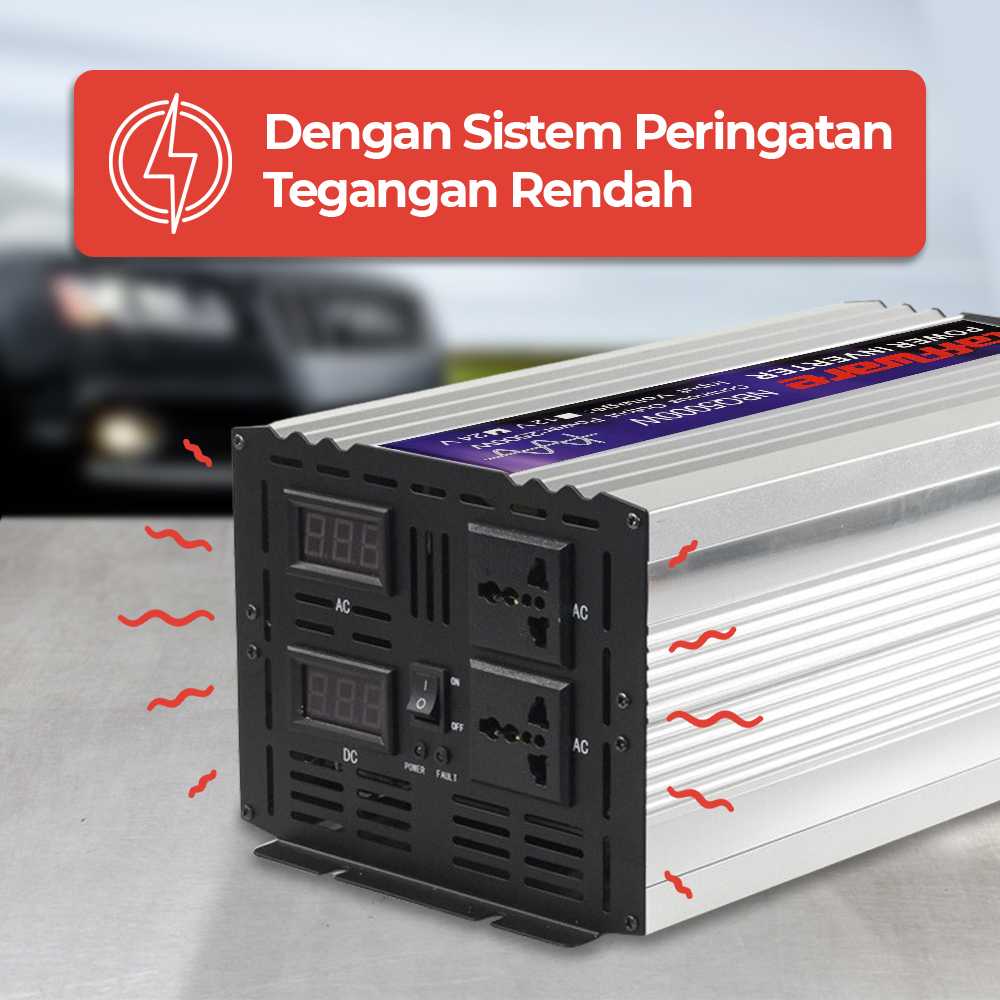 Taffware Power Inverter Mobil Pure Sine Wave DC 24V to AC 220V 5000W - NBQ5000W - Taffware Official