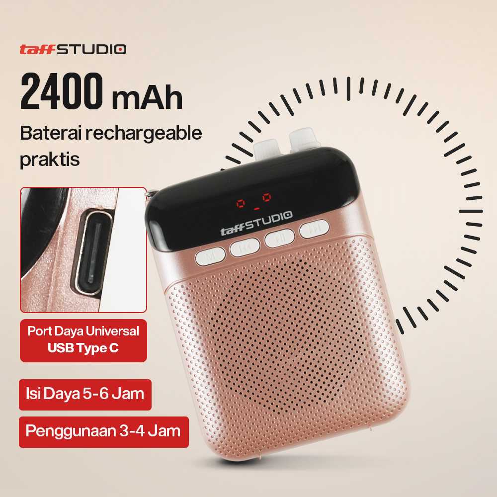 TaffSTUDIO Speaker Pinggang Microphone Bluetooth Amplifier Wireless ...