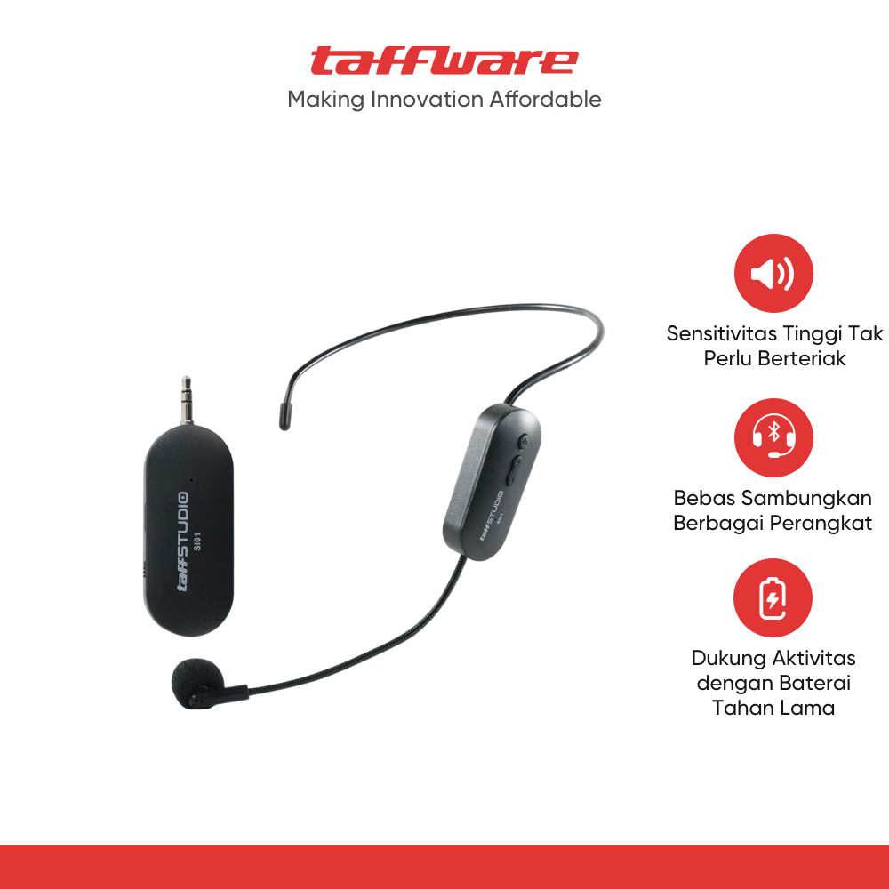 TaffSTUDIO Wireless Microphone 2.4GHz Headset CS with Receiver - SI01 ...