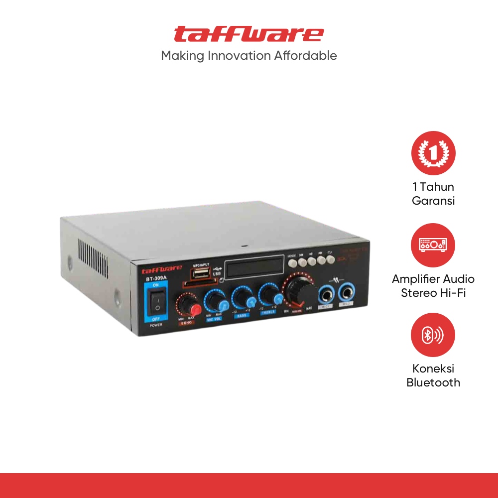 Taffware Audio Amplifier HiFi Bluetooth 5.0 Stereo 2 Channel 800W - BT ...