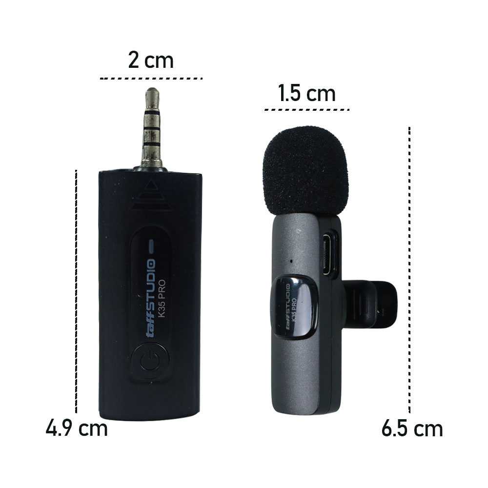 TaffSTUDIO Clip On Mic Wireless Vlogging Singing 3.5mm - K35 Pro ...