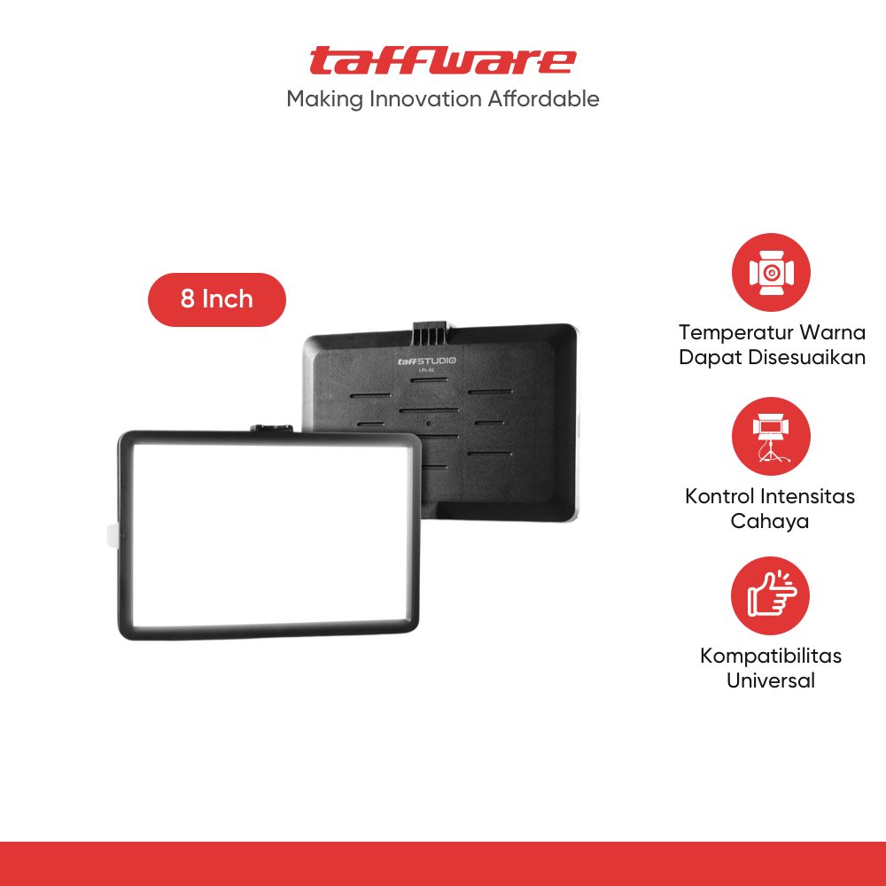 TaffSTUDIO Lampu Kamera Studio LED Portable Flat Fill Light 8 Inch ...